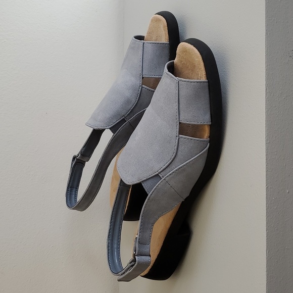 Judith | Shoes | Judith Grayblue Velcro Ankle Strap Flat Sandals 8m ...